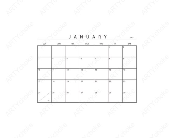 Calendar 2021. Printable. Digital File Available for Instant | Etsy