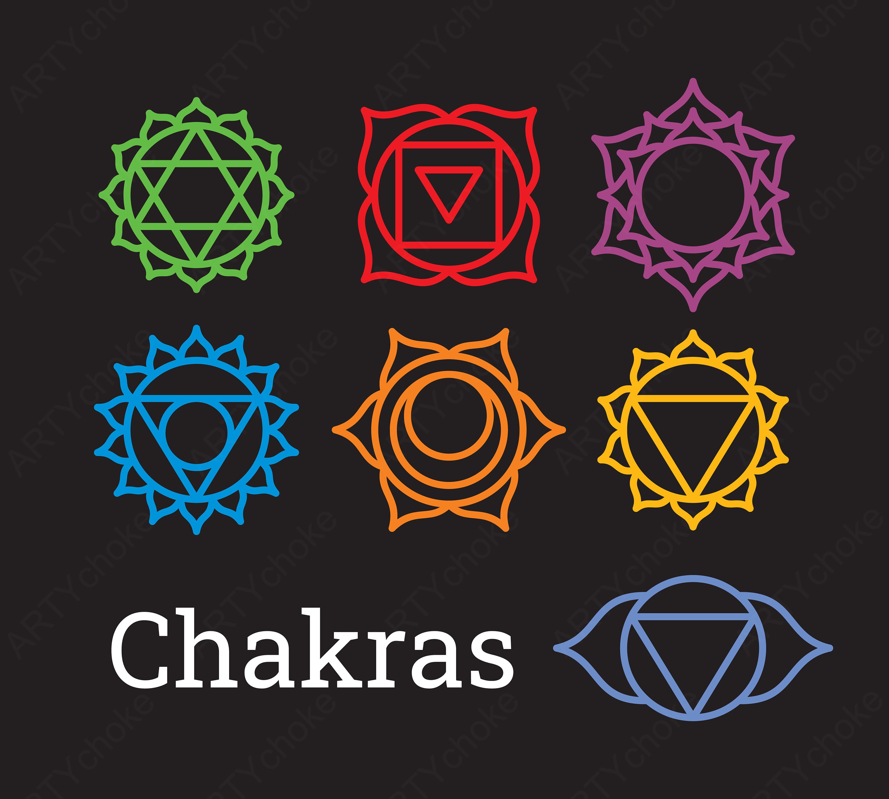 Chakras. Files prepared for Cricut. SVG Clip Art. Digital file | Etsy