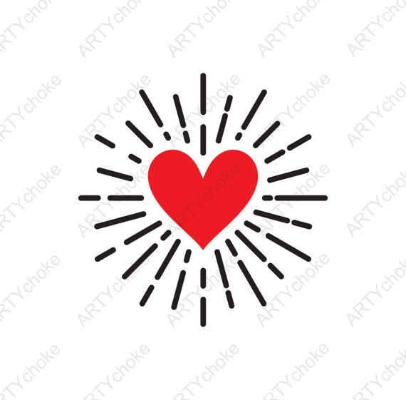 Heart Burst. Files Prepared for Cricut. SVG Clip Art. Digital | Etsy