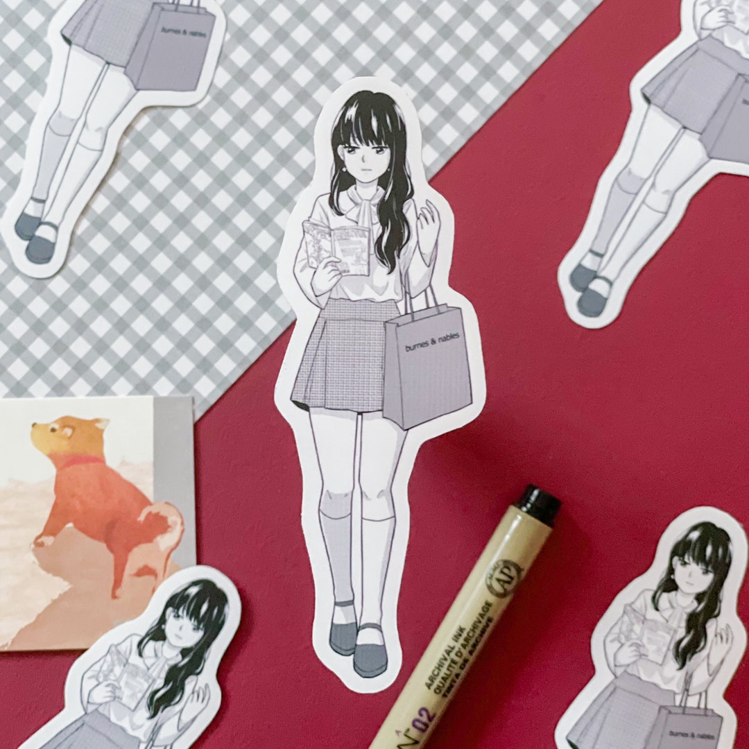 Manga Girl Reading & Shopping Matte Vinyl Sticker - Etsy