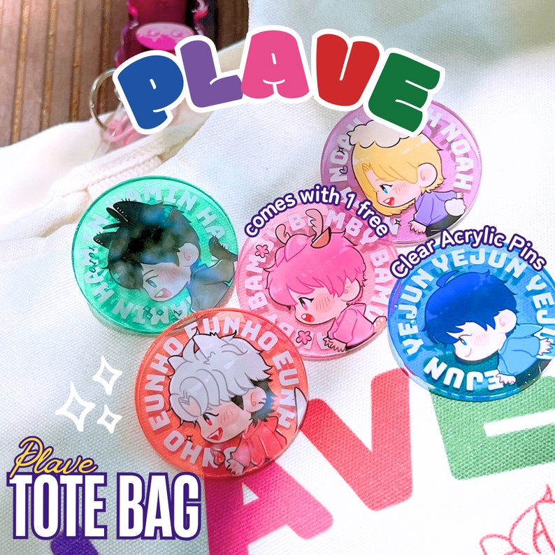 PLAVE Fanart Tote Bag Totebag With Clear Acrylic Pins - Etsy
