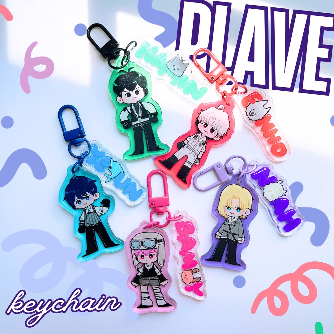 PLAVE Fanart Way 4 Luv MV Style Clear Coloring Glitter Acrylic Keychain ...