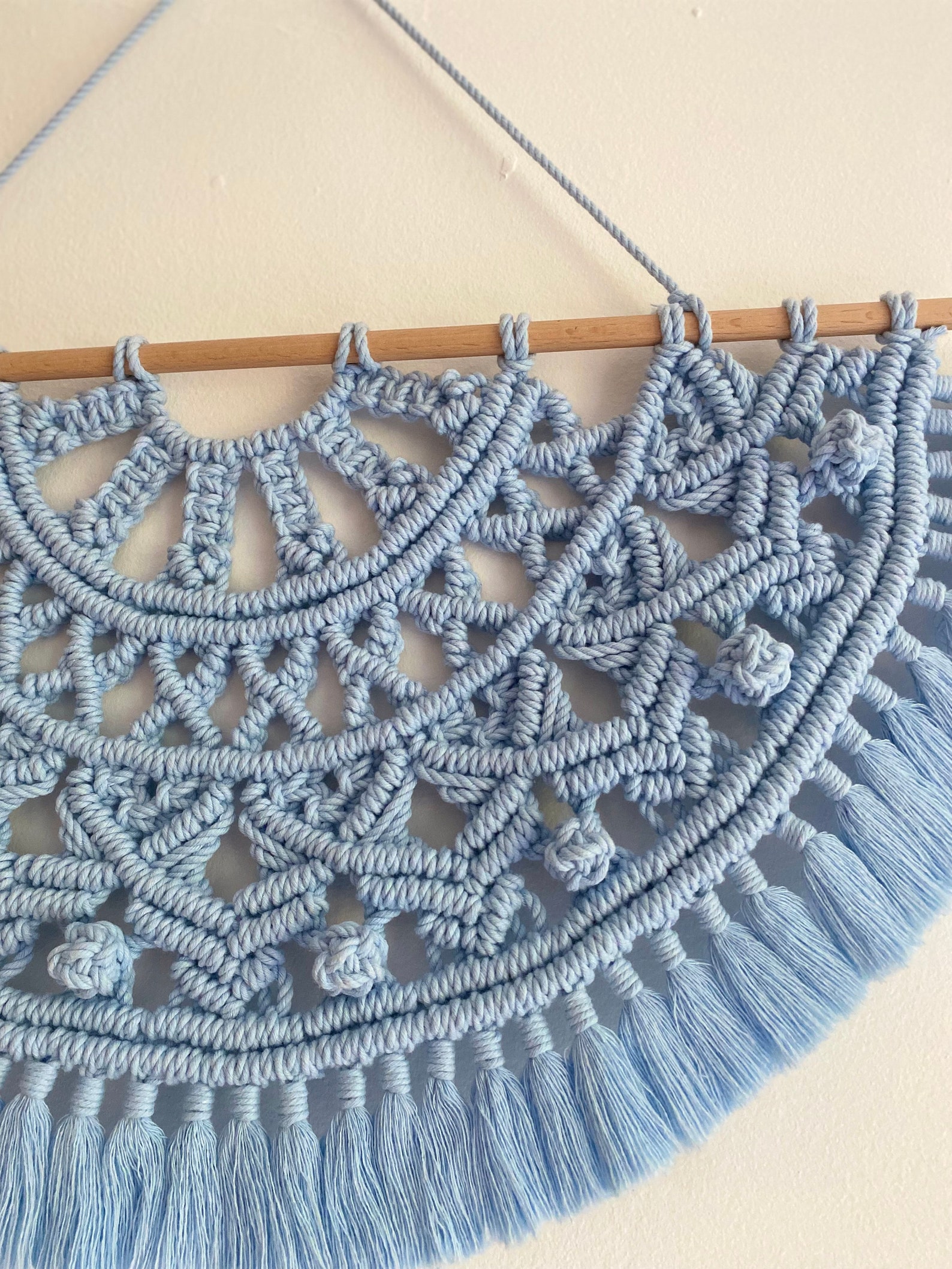 Handmade Macrame Half Mandala Wall Art: Light Blue Nursery Decor - Etsy