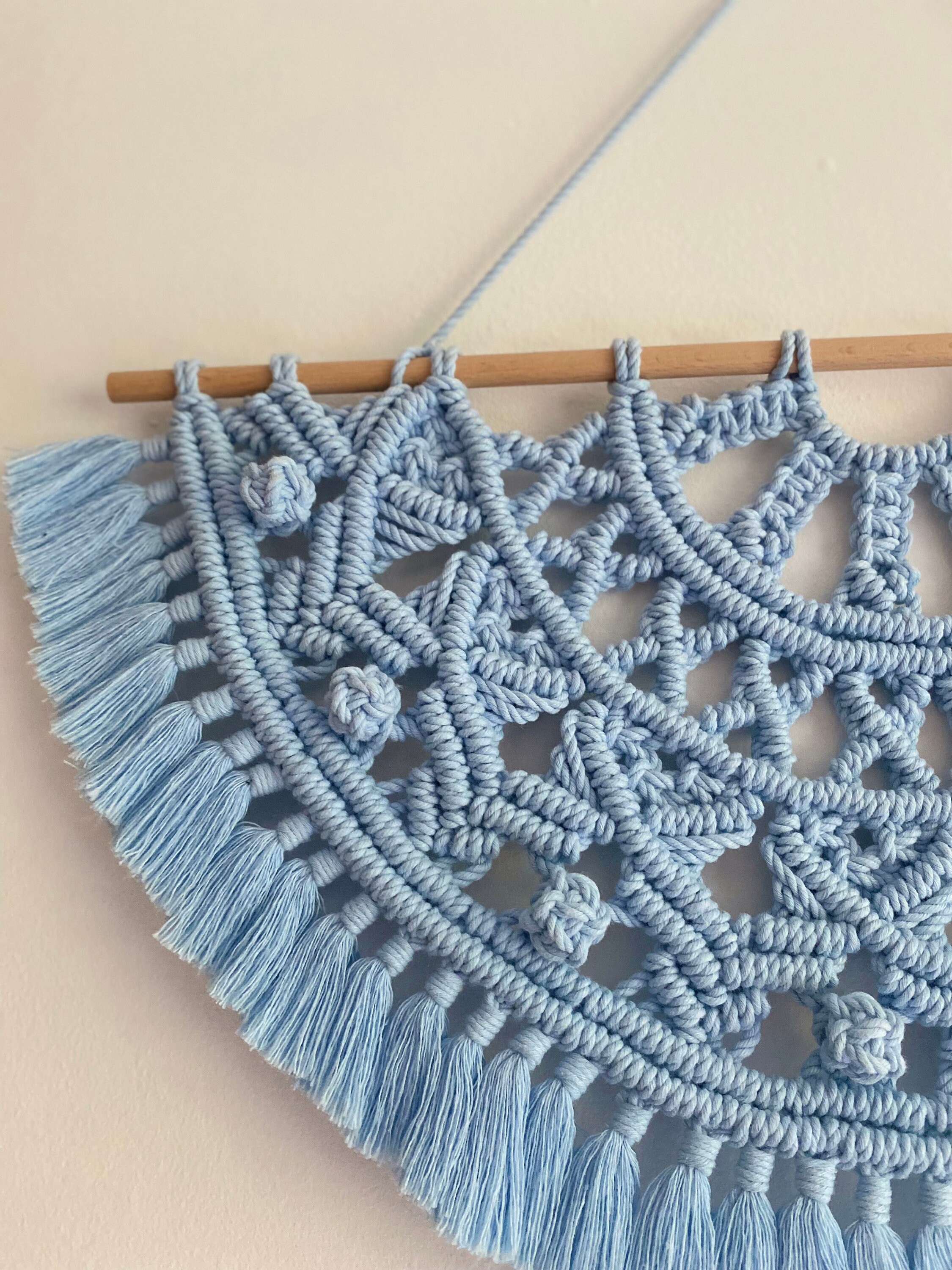 Handmade Macrame Half Mandala Wall Art: Light Blue Nursery Decor - Etsy