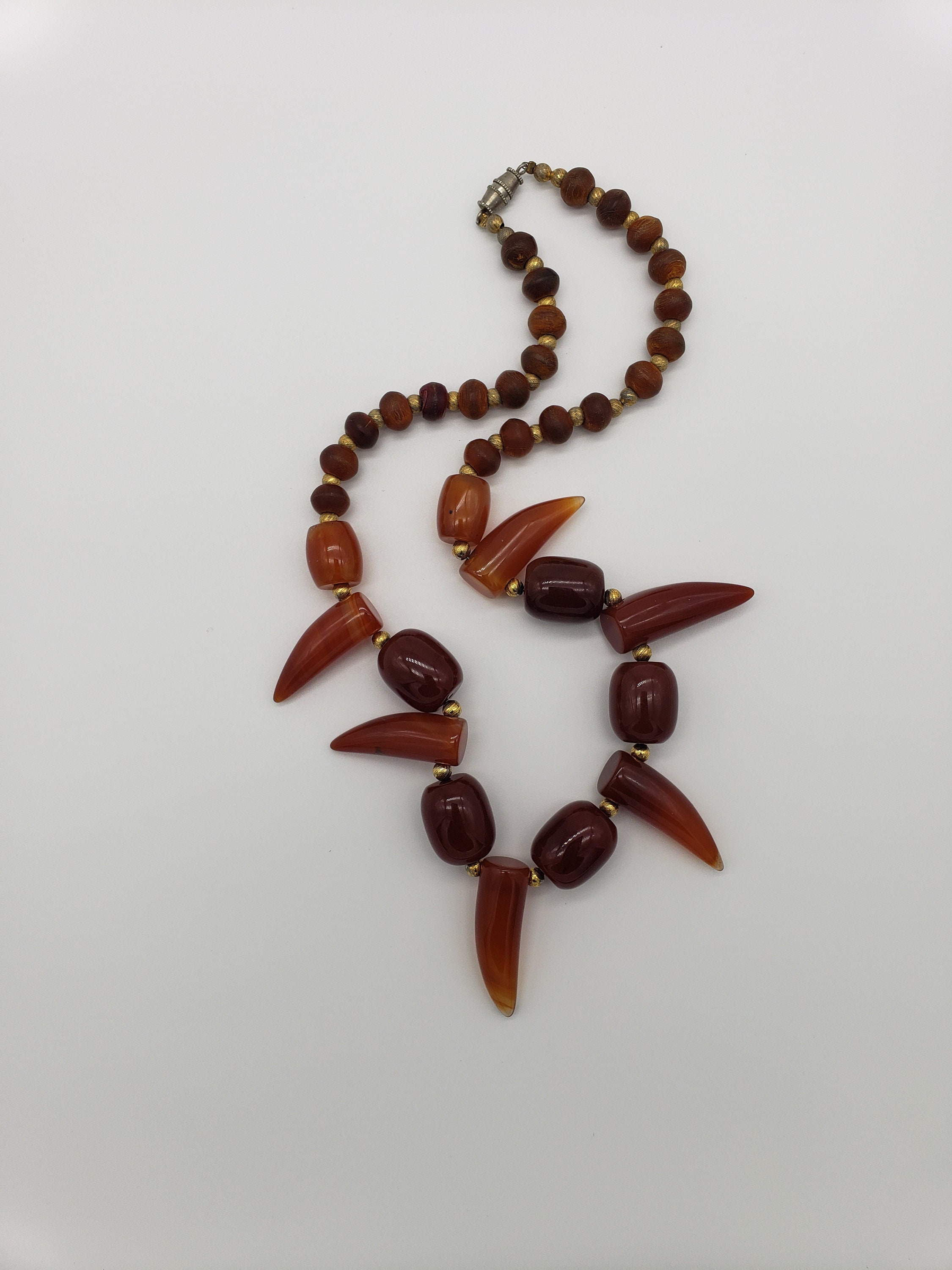 Vintage Carnelian Sard Agate Stone Statement Necklace | Etsy