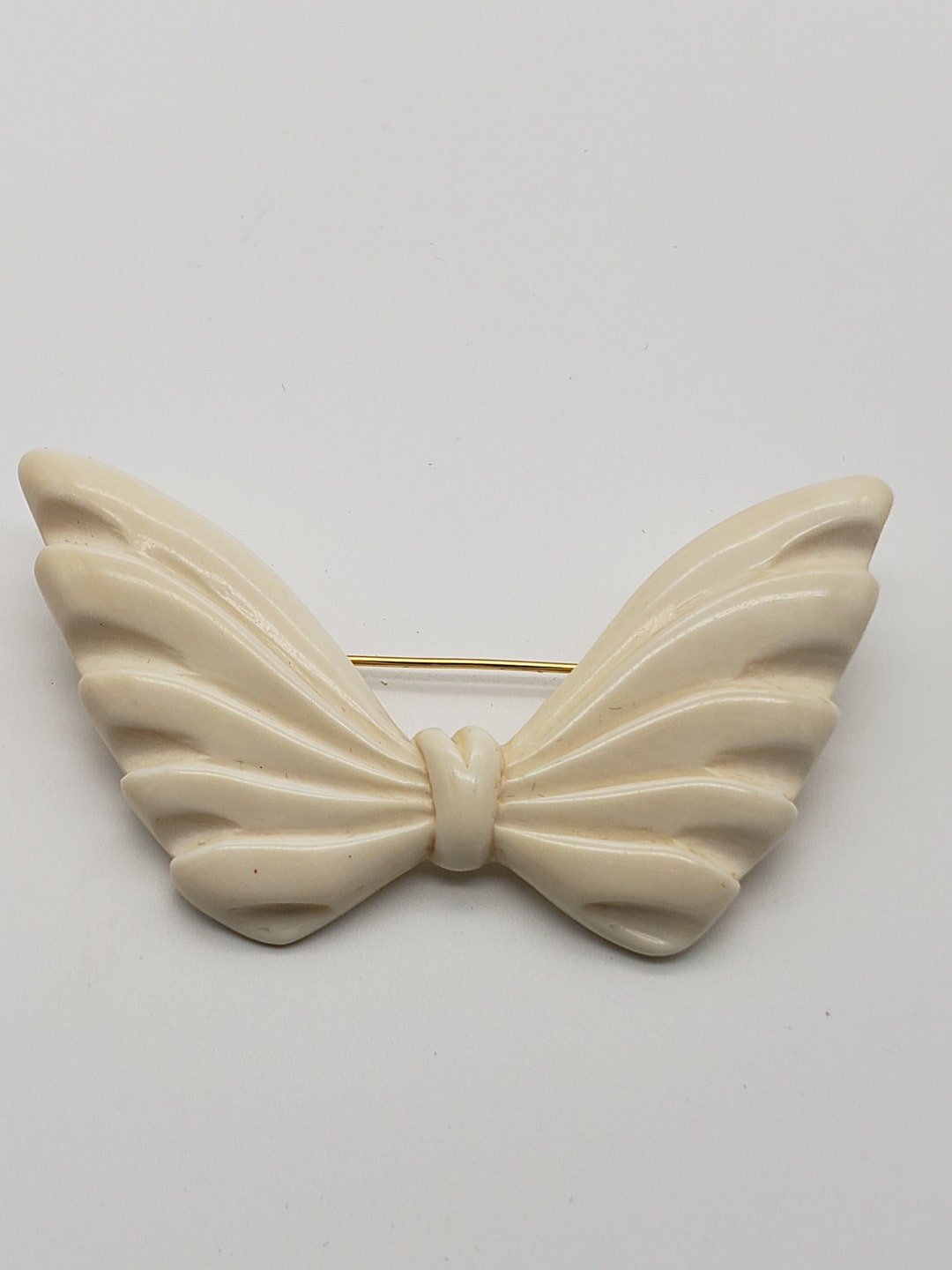 Vintage 1930's Art Deco Ivory Celluloid Bow Brooch Pin - Etsy