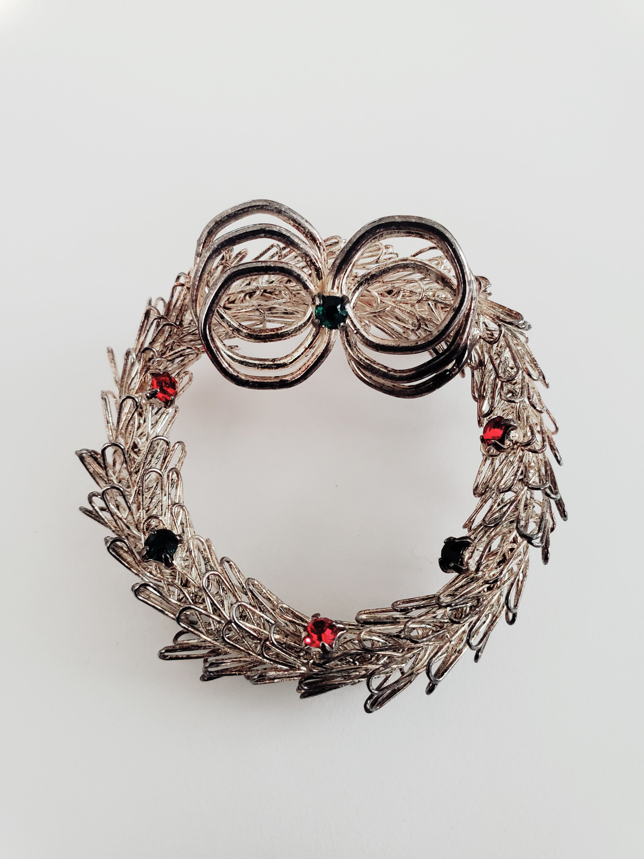 Vintage Wire Christmas Wreath Brooch Silver Christmas Jewelry - Etsy