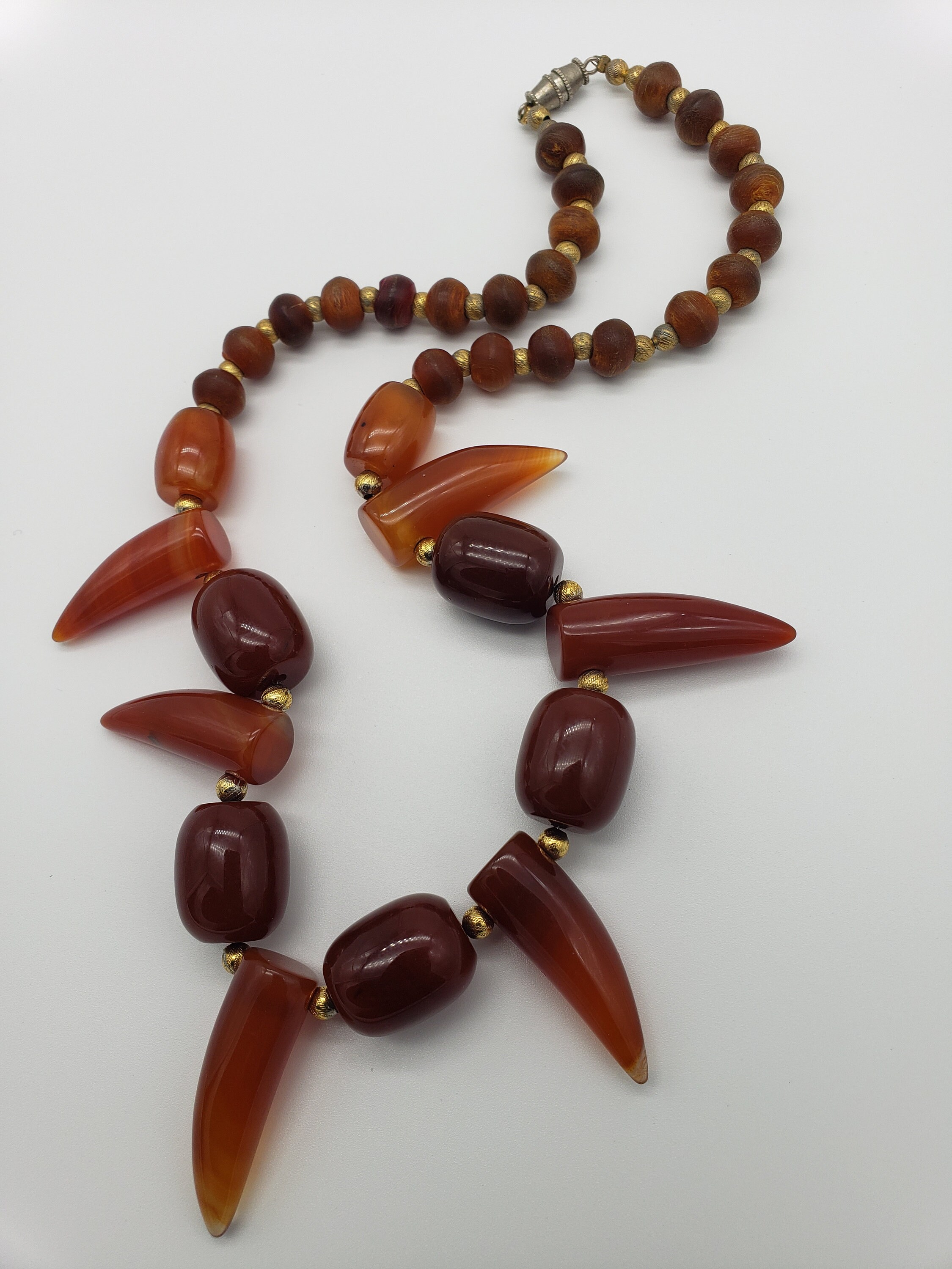 Vintage Carnelian Sard Agate Stone Statement Necklace - Etsy.de