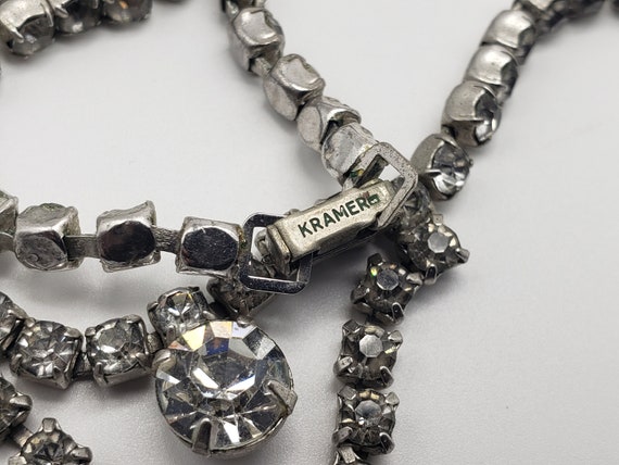 Vintage KRAMER 1950's Drop Crystal Rhinestone Necklac… - Gem