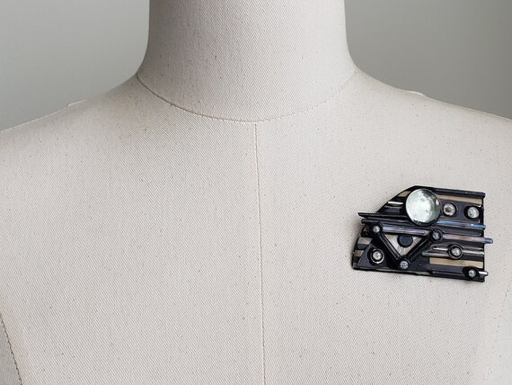 Art Deco Black Plastic Brooch, 1920s 1930s Early Plas… - Gem