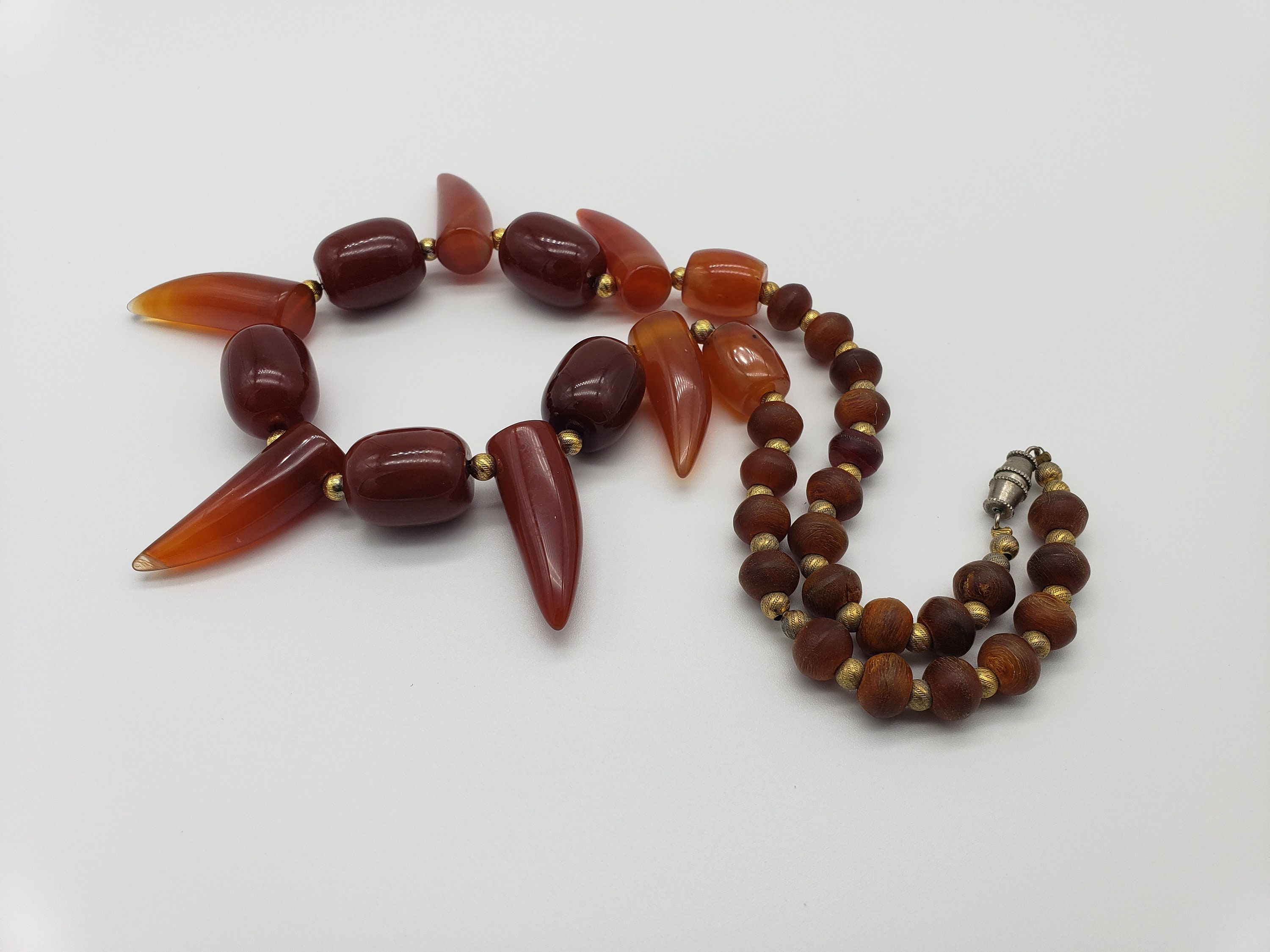 Vintage Carnelian Sard Agate Stone Statement Necklace - Etsy.de