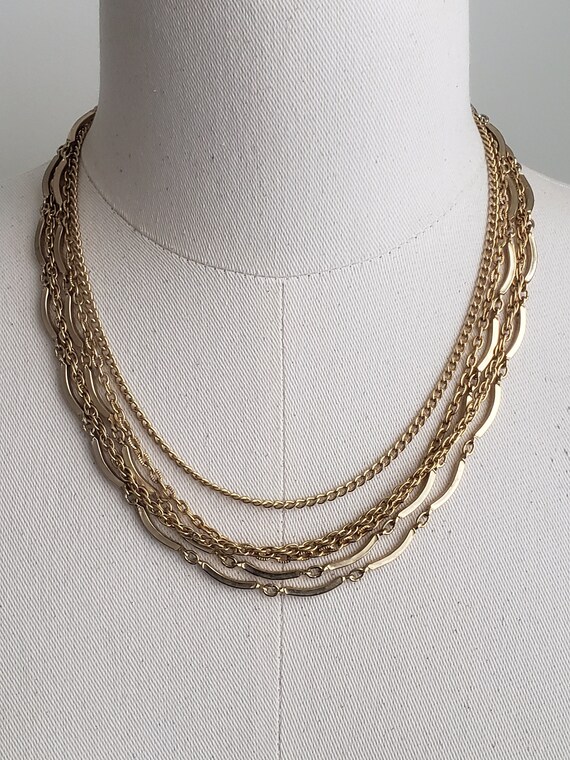 Multi Strand Gold Chain Copper Brown Beads Faux Pearl… - Gem