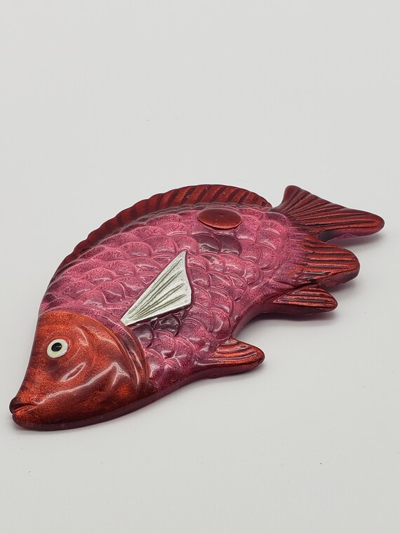 Vintage Large Reverse Hand Painted Metallic Red, Pink… - Gem