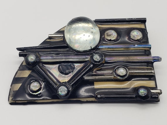 Art Deco Black Plastic Brooch, 1920s 1930s Early Plas… - Gem