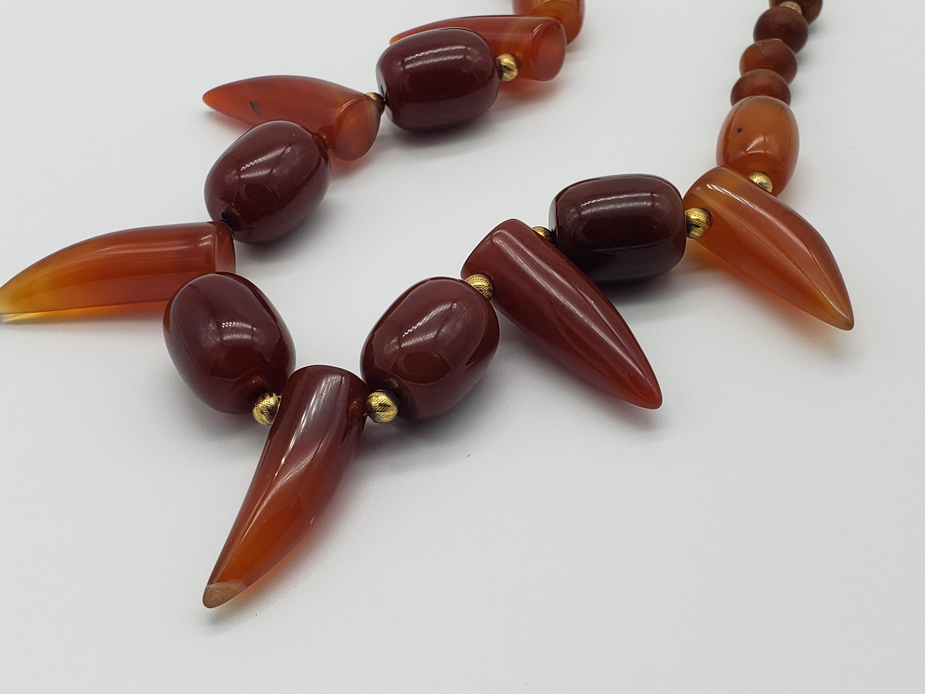 Vintage Carnelian Sard Agate Stone Statement Necklace - Etsy.de