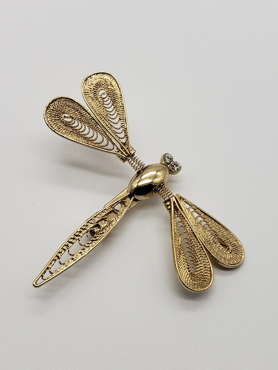 Vintage En Tremblant Gold Dragonfly Crystal Brooch Pin Jewelry - Etsy