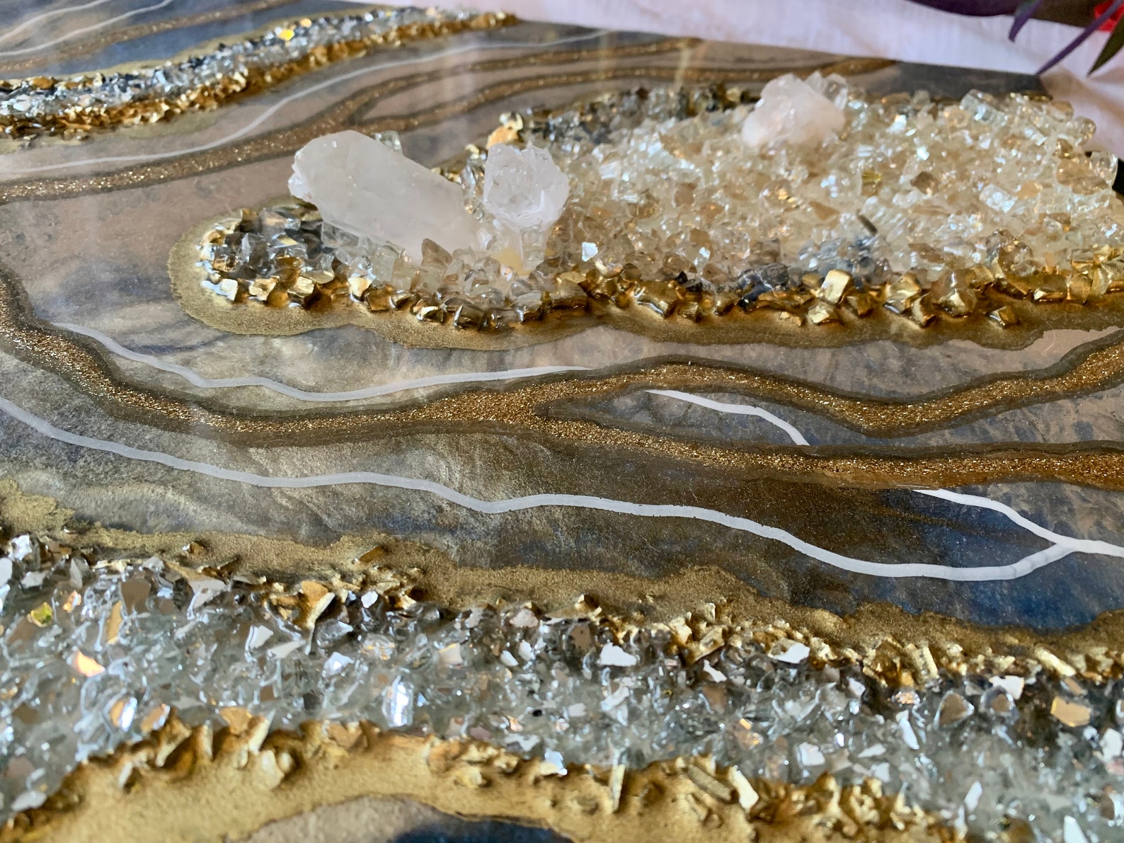 Large Crystal Geode Wall Art, Agate Art, Healing Crystal Resin Art ...