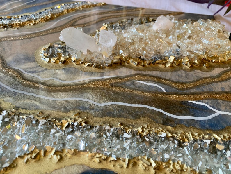 Epoxy Resin Crystal Geode Wall Art | Handmade Resin Geode Decor ...