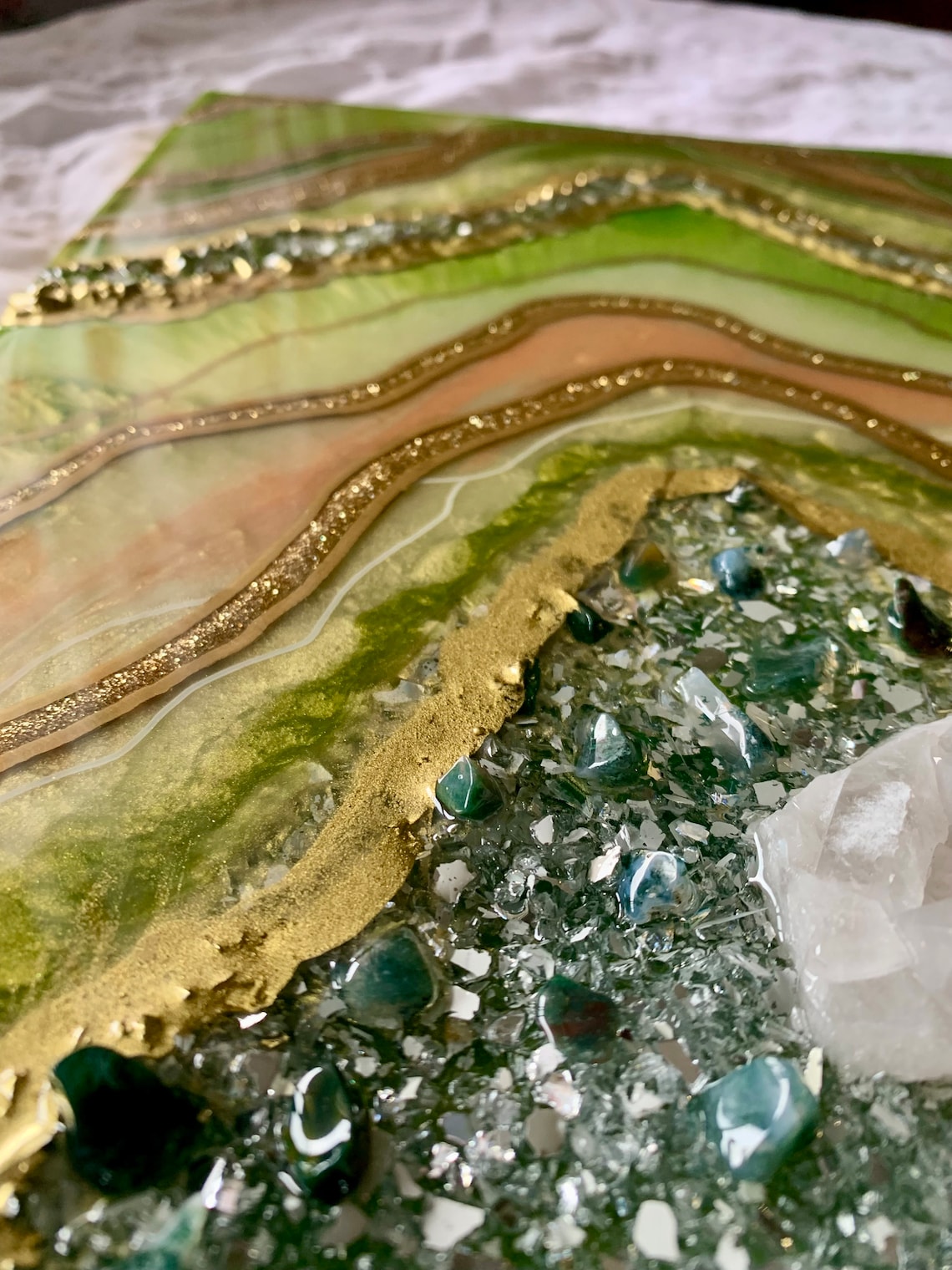 Epoxy Resin Crystal Geode Wall Art | Handmade Resin Geode Decor ...
