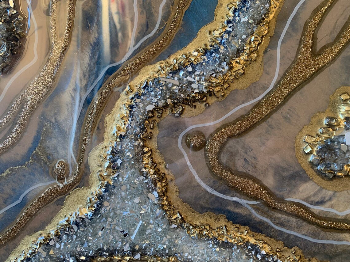 Epoxy Resin Crystal Geode Wall Art | Handmade Resin Geode Decor ...