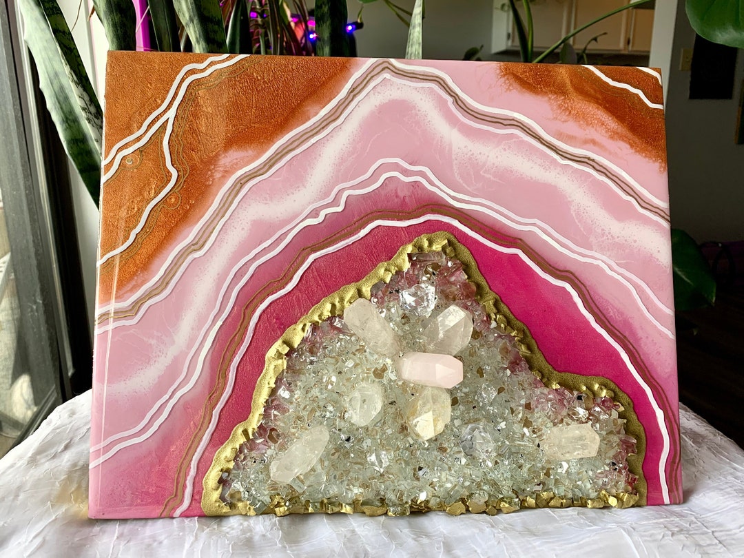 Luxury Crystal Geode Wall Art, Agate Art, Healing Crystal Resin Art ...