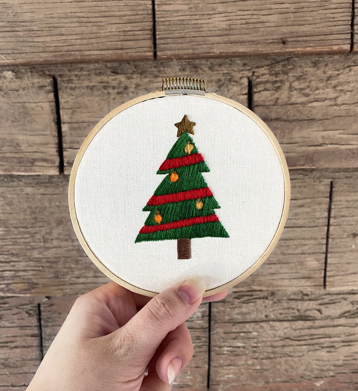 Christmas Tree Embroidery Pattern, Holiday Embroidery Design, Hand ...