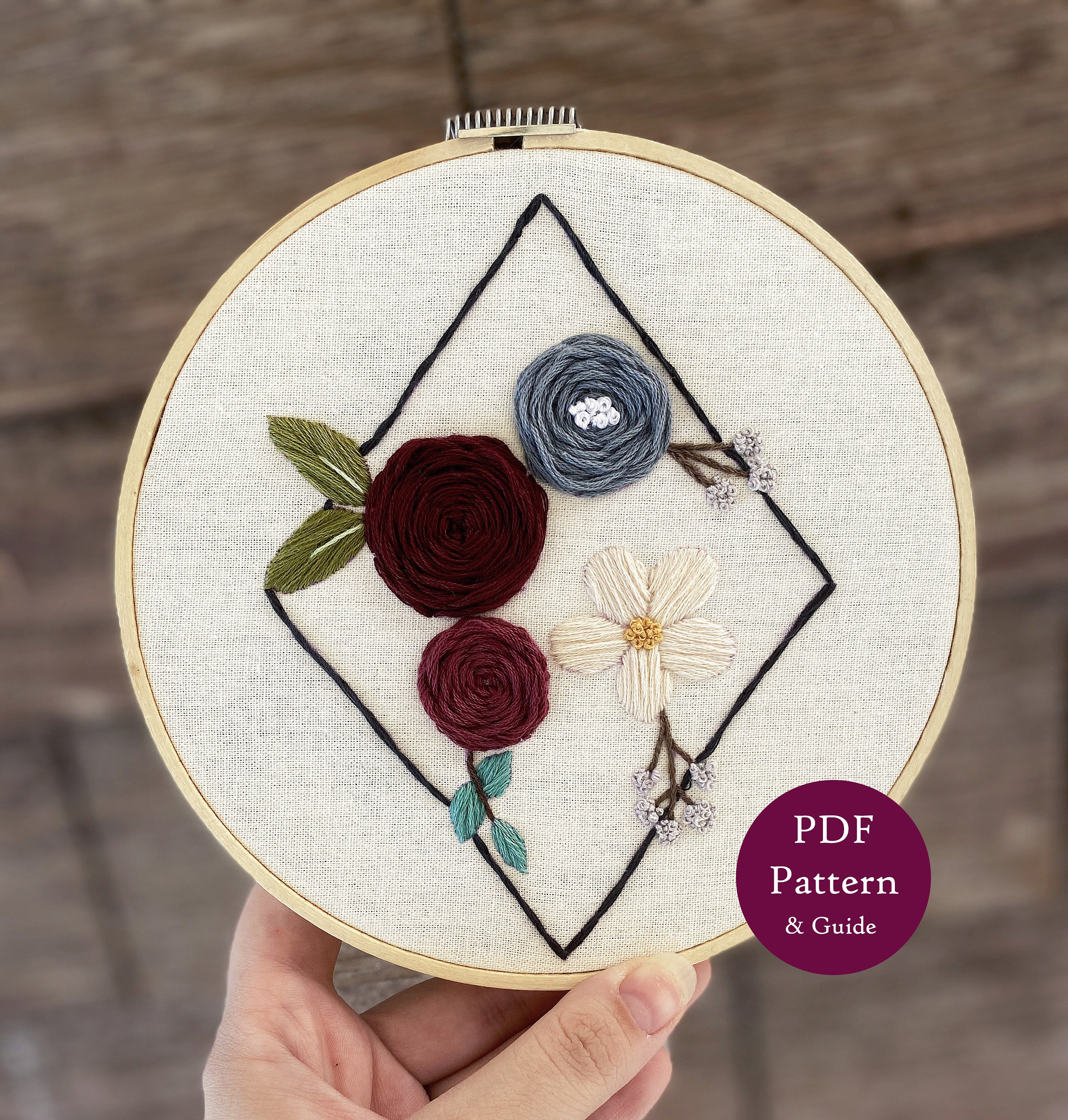 Rose Embroidery Pattern PDF Hand Embroidery Unique Floral - Etsy España