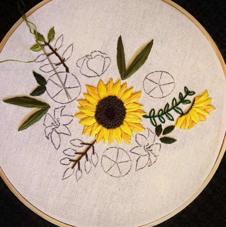 Sunflower Embroidery Pattern Hand Embroidery PDF Plant | Etsy