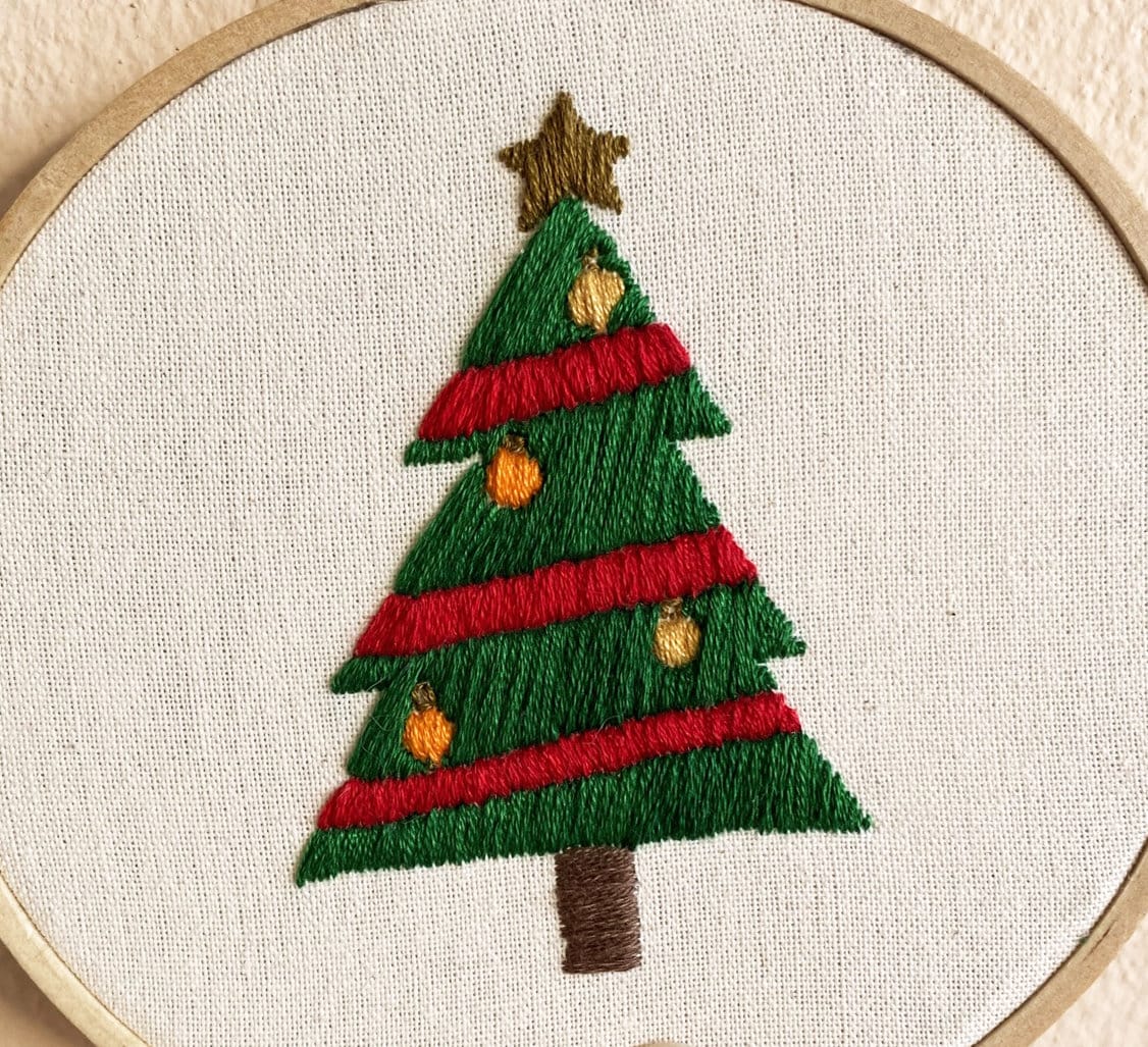 Christmas Tree Embroidery Pattern, Holiday Embroidery Design, Hand ...