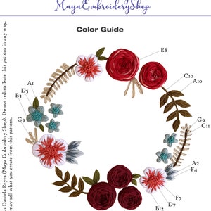 Floral Wreath Embroidery Pattern, Hoop Art Flowers, Embroidery Gift ...