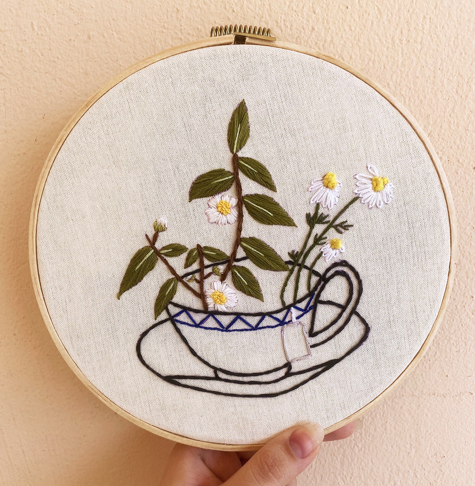 Teacup Embroidery Design, PDF Hand Embroidery Pattern, Floral ...