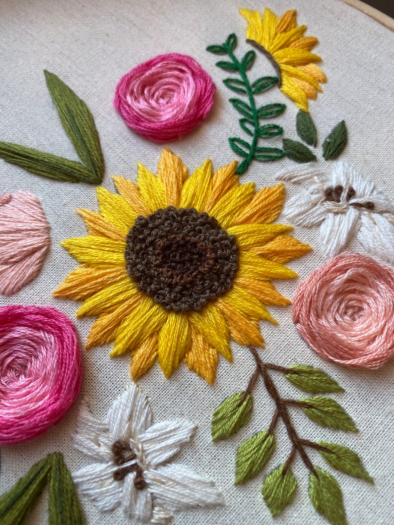 Sunflower Embroidery Pattern Hand Embroidery PDF Plant | Etsy