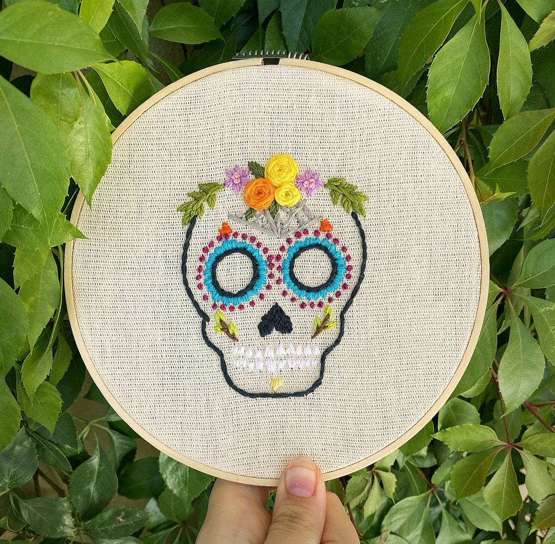 Sugar Skull Embroidery Pattern, Day of the Dead Embroidery, Hand ...