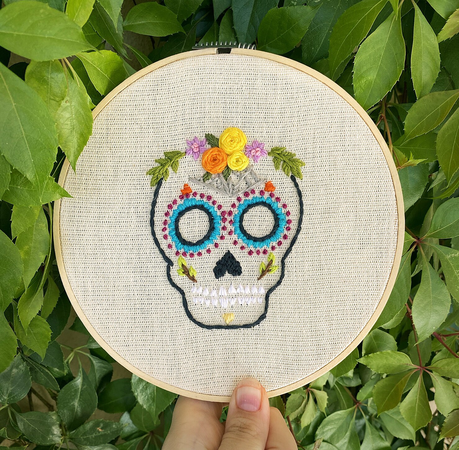 Sugar Skull Embroidery Pattern, Day of the Dead Embroidery, Hand ...