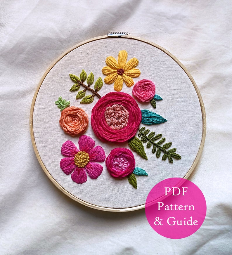 Spring Embroidery Pattern, Floral Embroidery Design, DIY Gift Idea ...