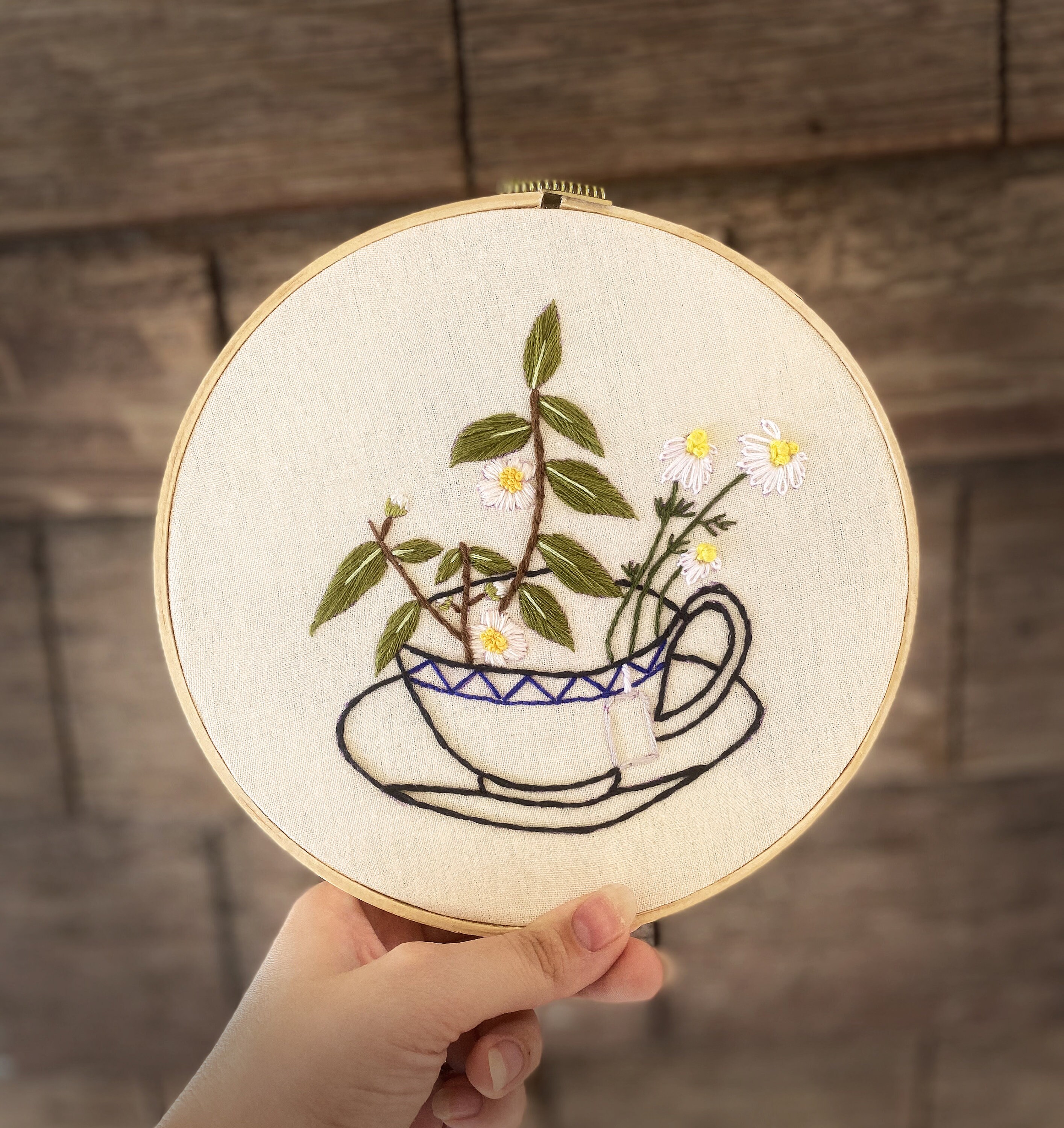 Teacup Embroidery Design, PDF Hand Embroidery Pattern, Floral ...