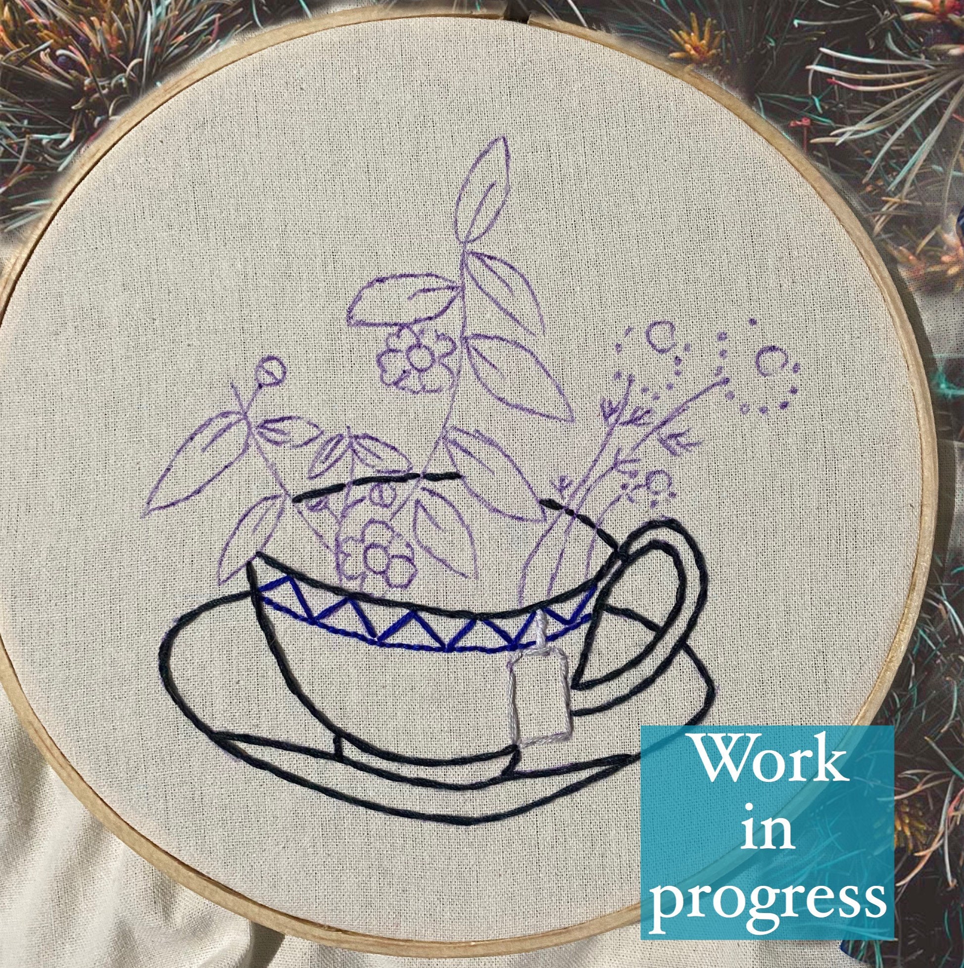 Teacup Embroidery Design, PDF Hand Embroidery Pattern, Floral ...