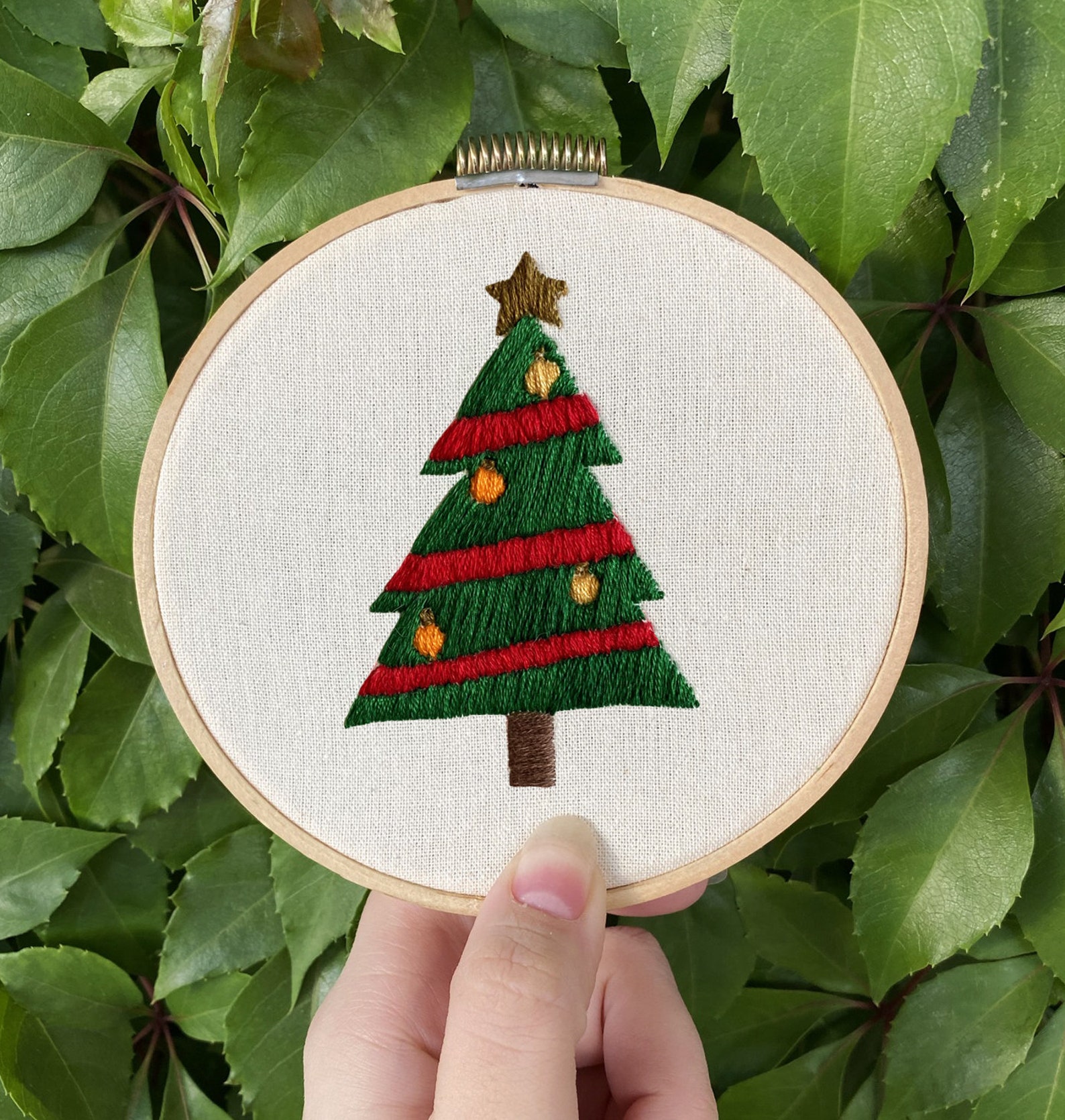 Christmas Tree Embroidery Pattern, Holiday Embroidery Design, Hand ...