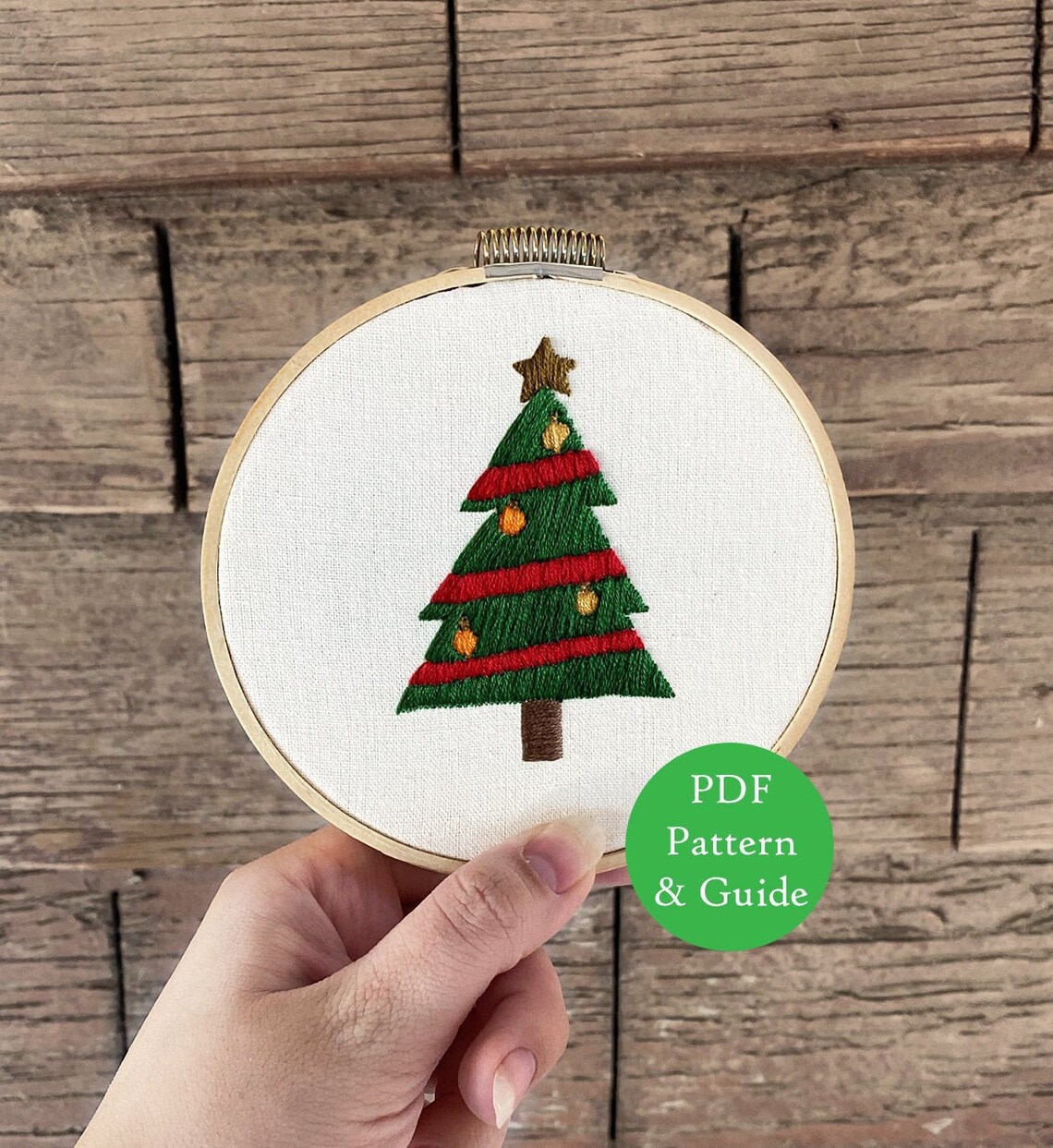 Christmas Tree Embroidery Pattern, Holiday Embroidery Design, Hand ...