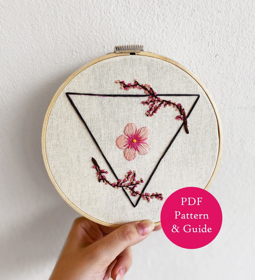 Cherry Blossom Hand Embroidery Pattern, Floral Embroidery Design ...