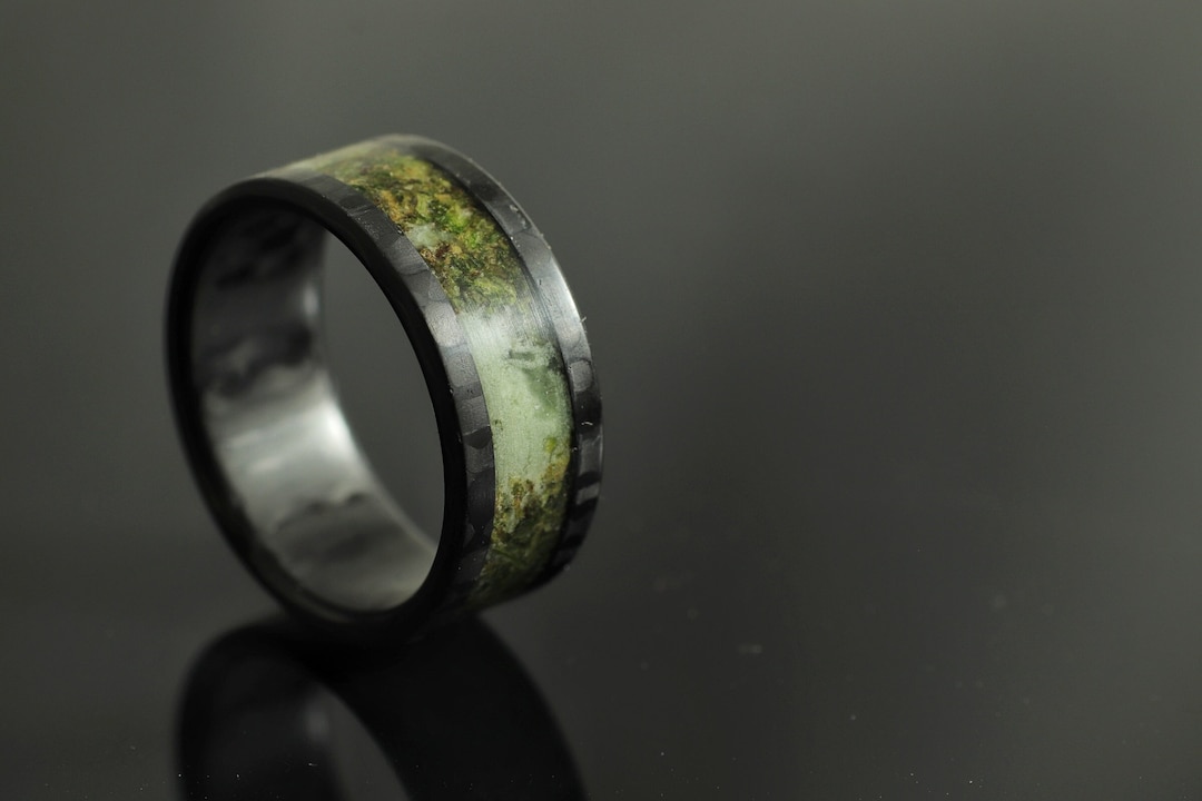 Marijuana Nature Ring Carbon Fiber Wedding Band for Men Black Ring for ...