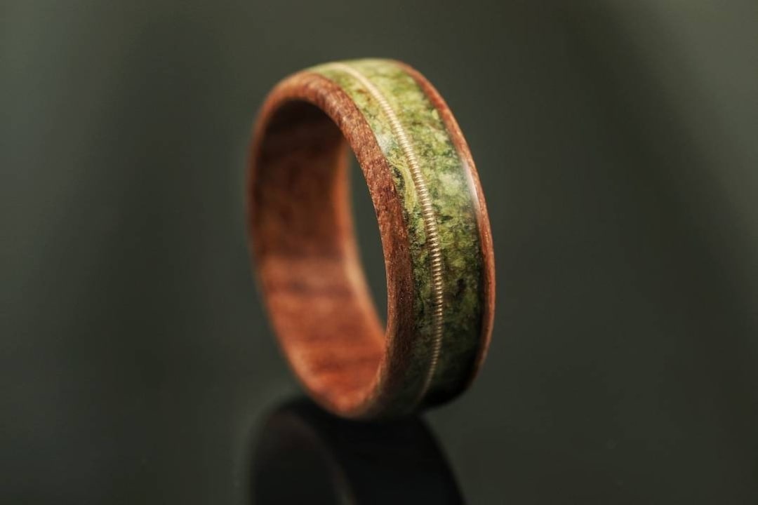 Cannabis Ring Weed 420 Wooden Wedding Band for Men Stoner Gift for ...