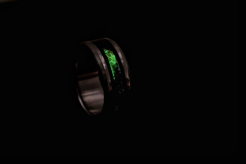 Dark Wood Cannabis Gold 24K Glow Titanium Ring Weed Wedding - Etsy