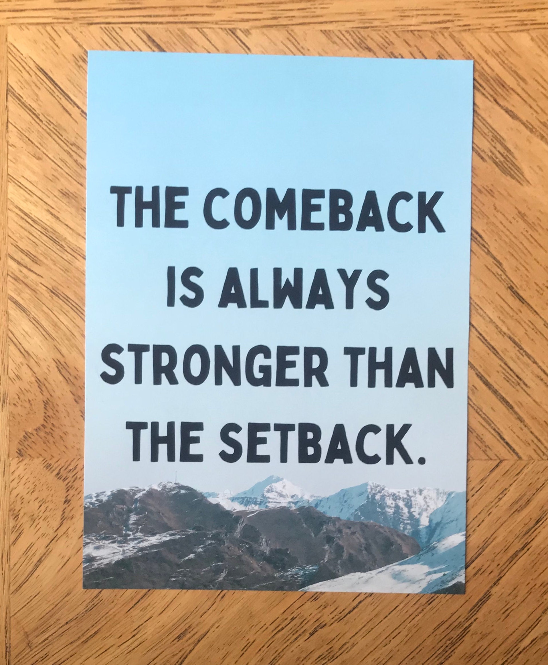 The Comeback is Always Stronger Than the Setback Quote Print - Etsy UK