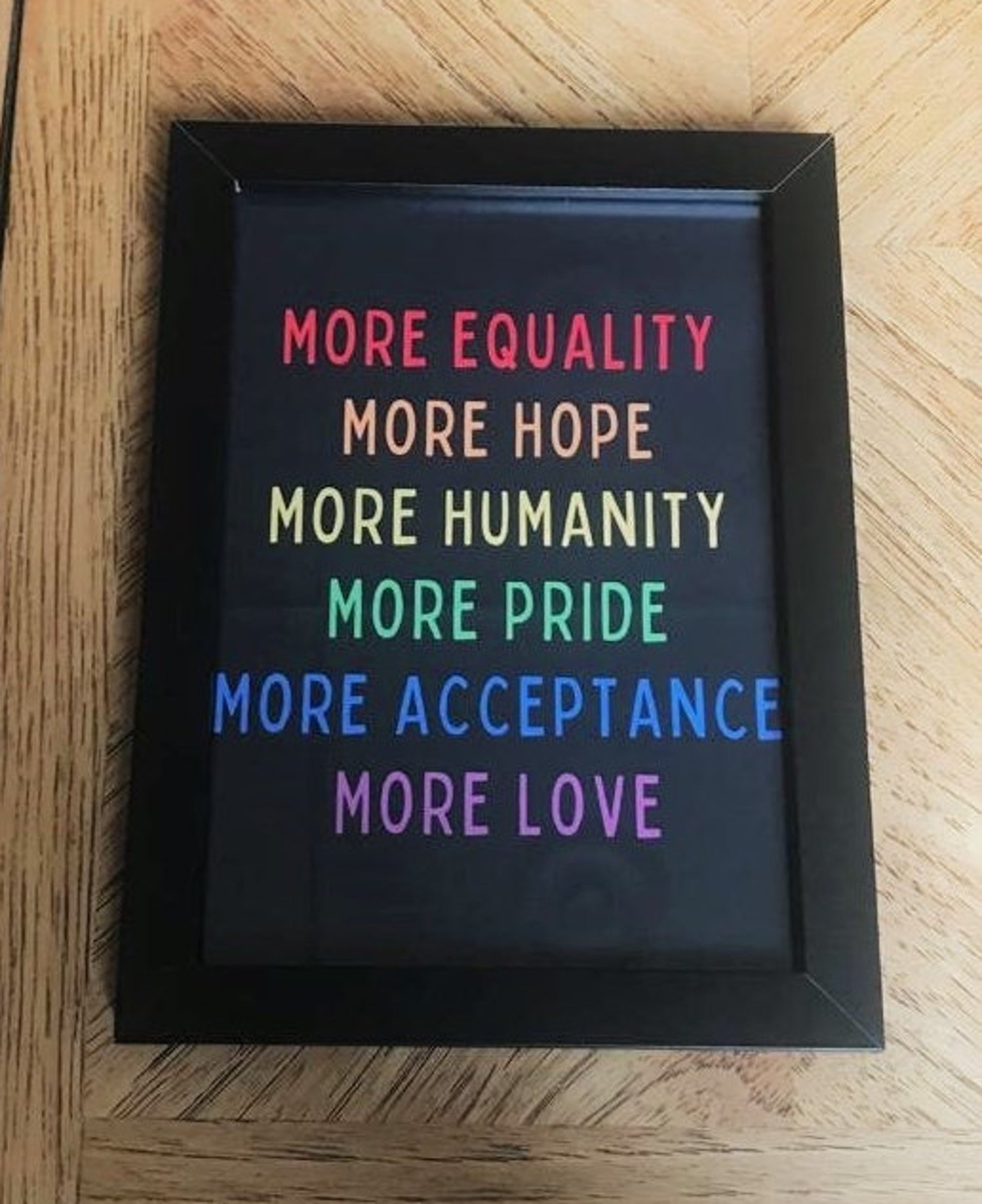 Equality Quote Print, Rainbow LGBT Pride Art Print With Black ...