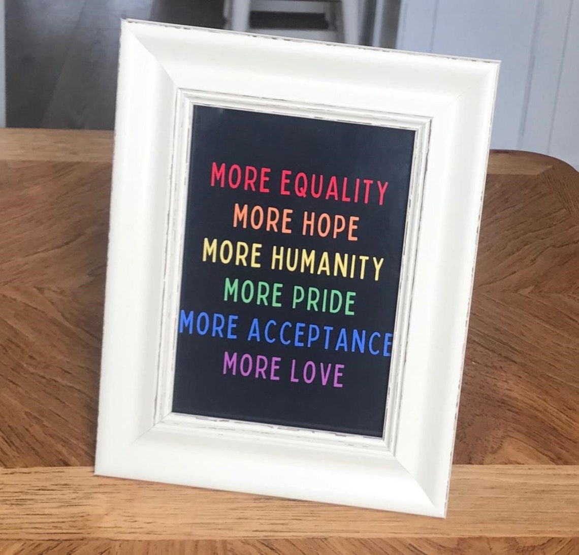 Equality Quote Print Rainbow LGBT Pride Art Print With Black - Etsy UK