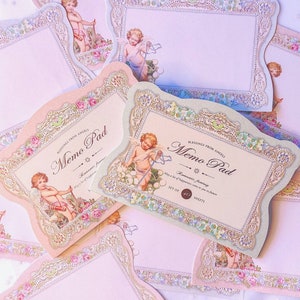 Angel Memo Pad French Ephemera Sticky Notes Vintage Floral Frame ...