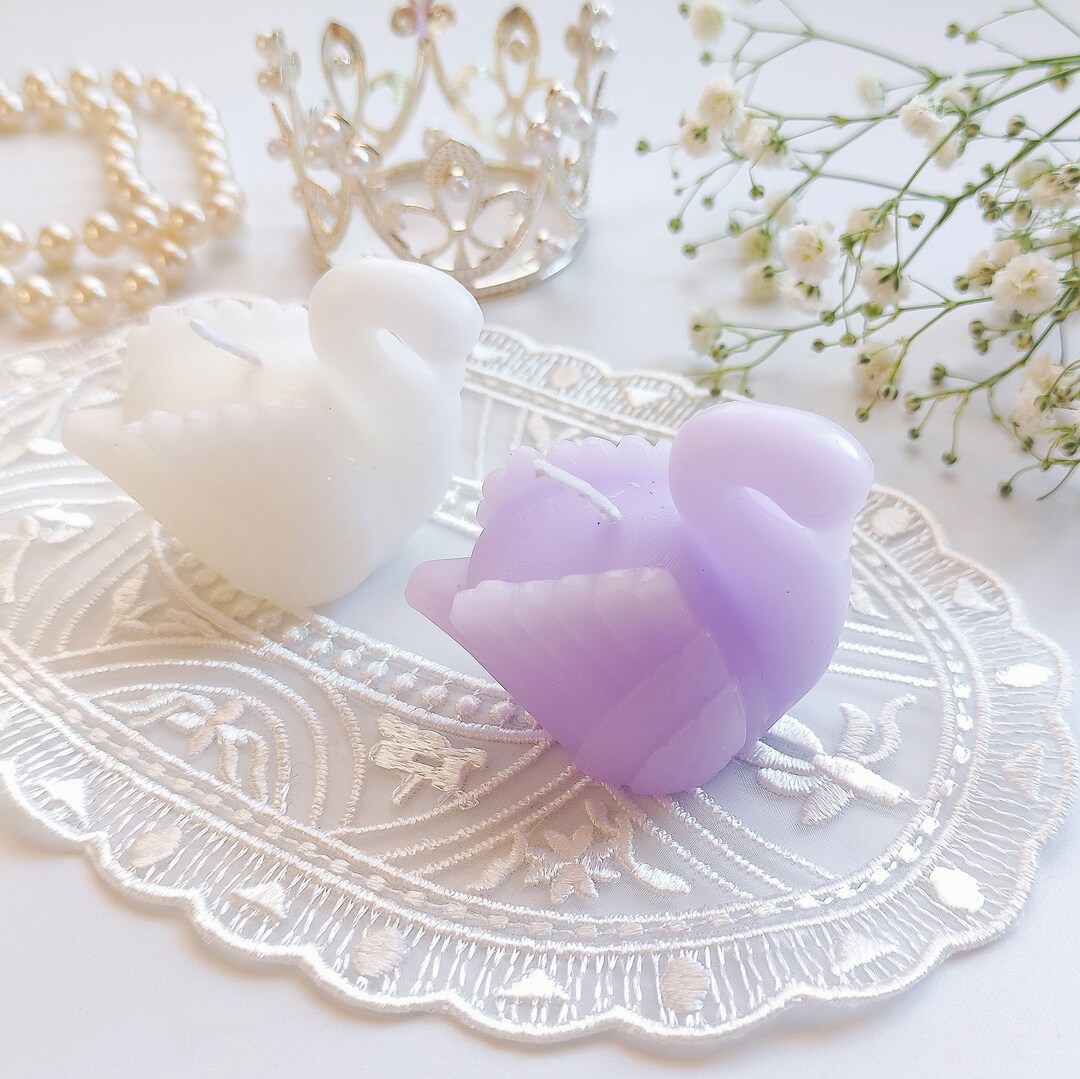 Swan Ballet Swan Candle White and Purple Swan Wax Vintage Home ...