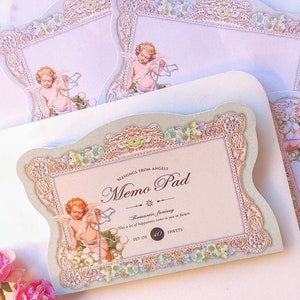Angel Memo Pad French Ephemera Sticky Notes Vintage Floral Frame ...