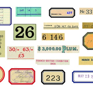 55 Printable Vintage Number Labels Digital Junk Journal Label Kit ...